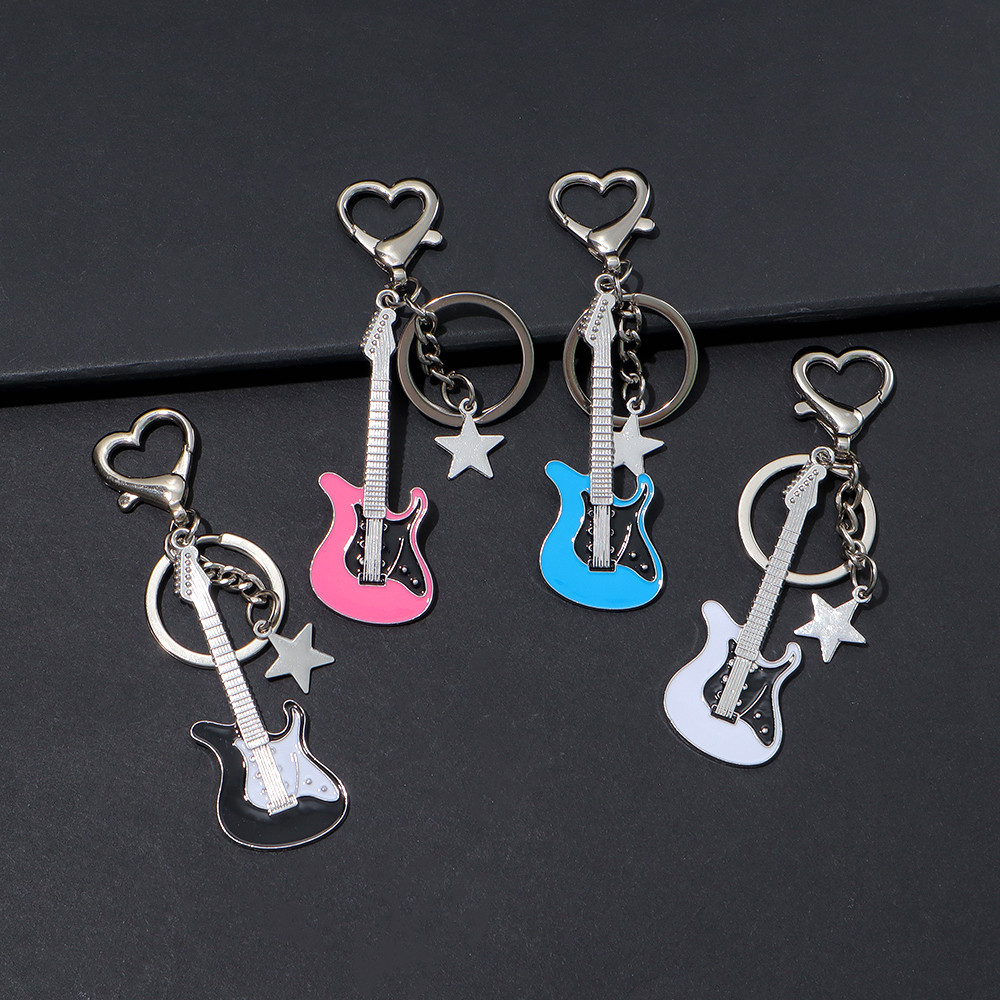 Hot Sale Y2K Metal Hiphop Rock Guitar Keychain With Star Heart Pendants ...