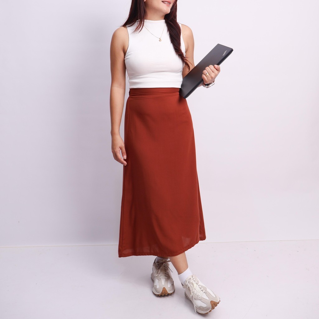 Calliah Fashion Basic Midi Skirt High Waist Comfortable Fabric | Shopee ...