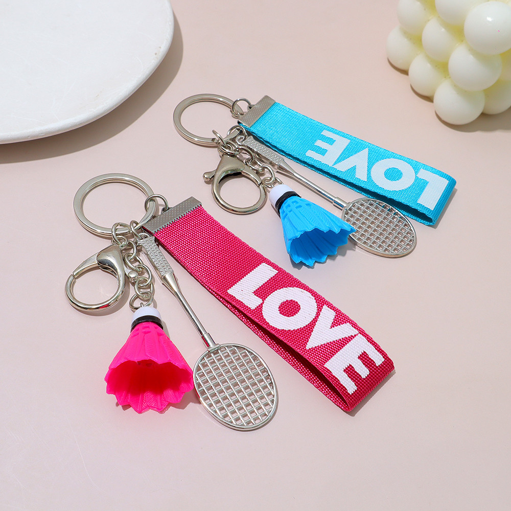 Mini 3D Badminton Racket Keychain Webbing Shuttlecock Sports Keyring ...