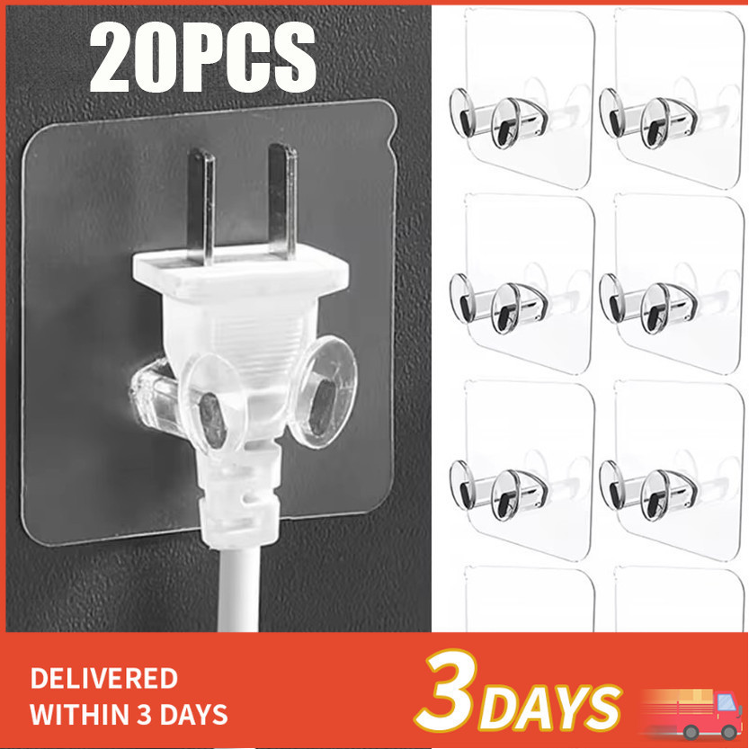 5/10/20Pcs Wall Storage Hooks / Strong Adhesive Power Plug Hanger ...