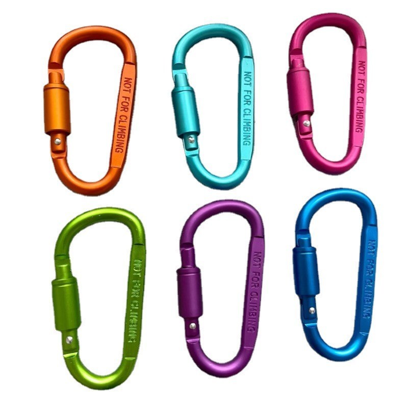 8cm Carabiner Keychain Hook Hanger Key Chain D-Type clip hook With Lock ...