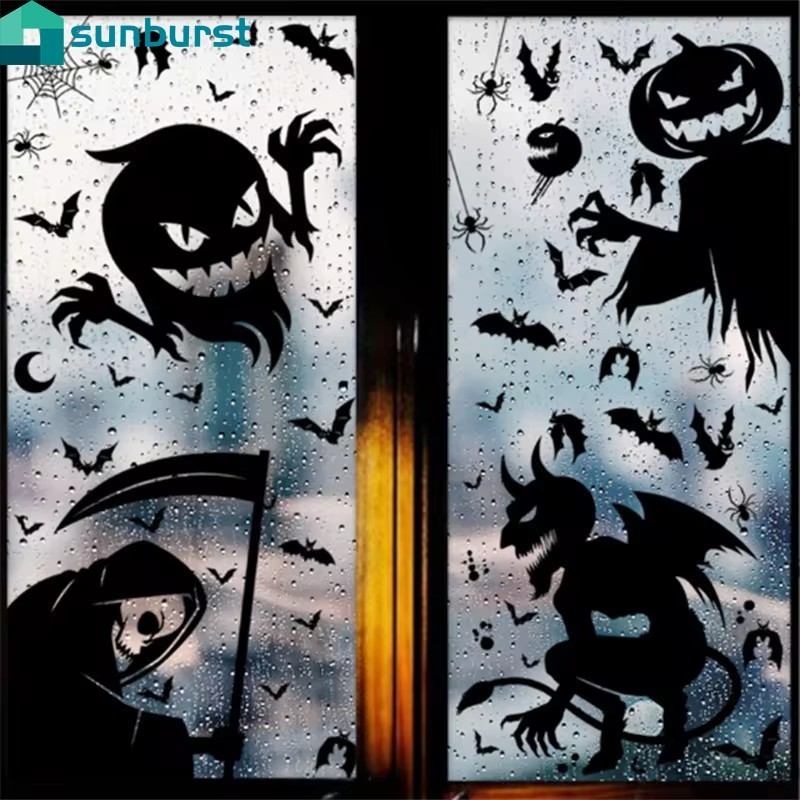 1/2/4Pcs Halloween Monster Electrostatic Sticker - Ghost Shadow Devil ...