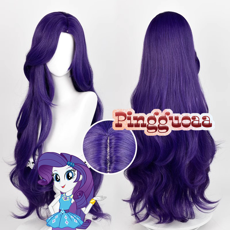 My Little Pony Rarity Cosplay Wig 90cm Long Purple Curly Heat Resistant ...