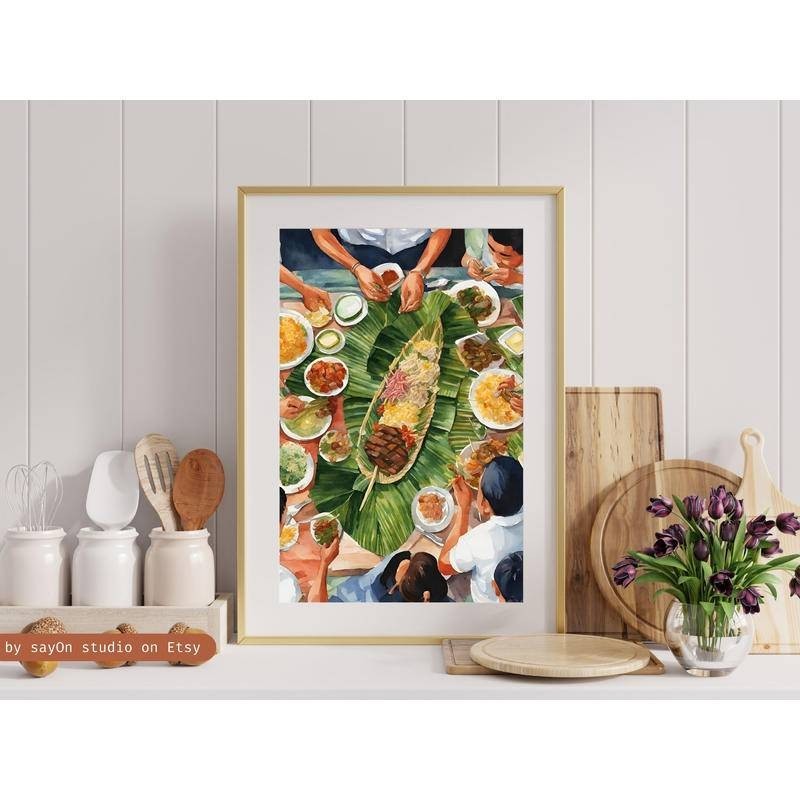 Filipino Boodle Fight Feast Wall Art Print Philippines Cultural Poster ...