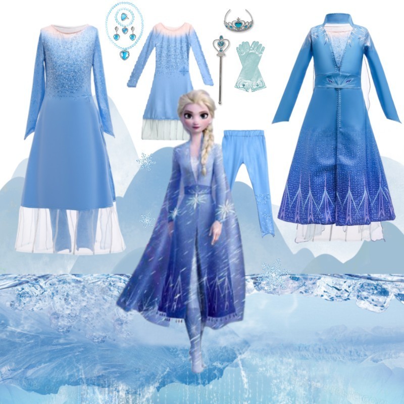 NNJXD Kids Girl Role Playing Elsa Princess Set Girl Themed Party ...