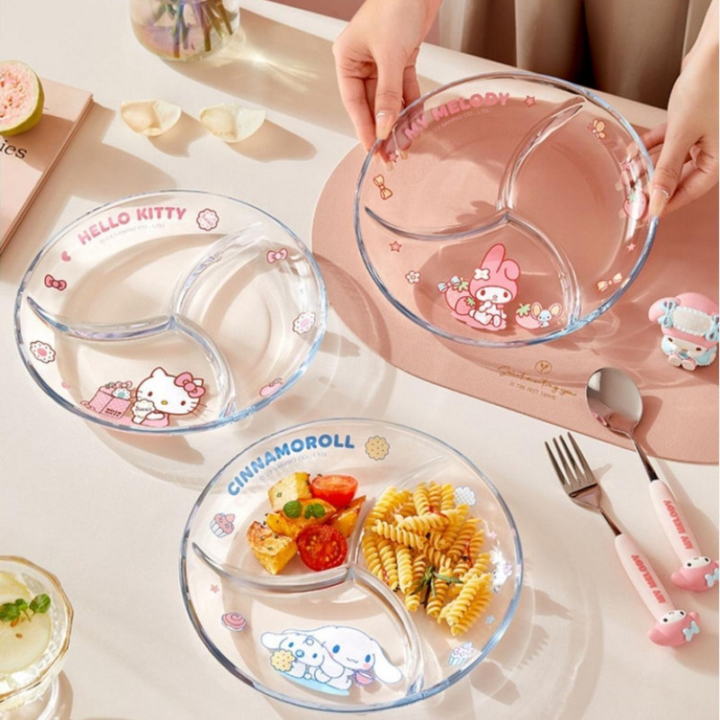 Sanrio Quality Goods Glass Three Panel Tray Home Fruit Platter Cartoon ...