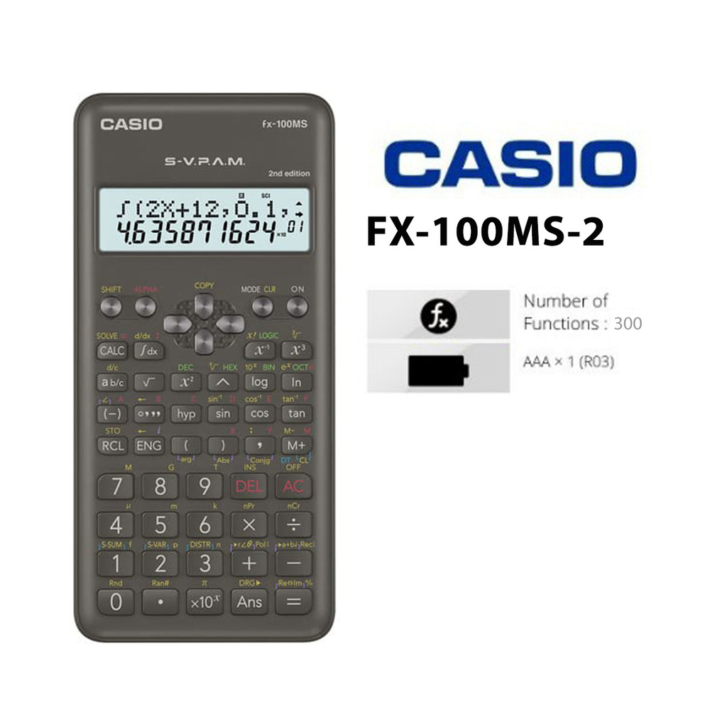 Casio FX-100MS 2nd Edition Scientific Calculator 12 Digit Authentic ...