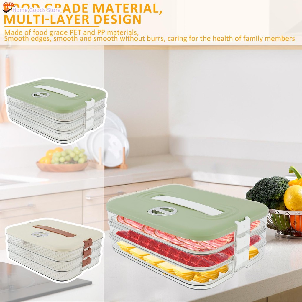 Fridge Meat Box with Timer Plastic Visible Food Storage Containers 3 ...