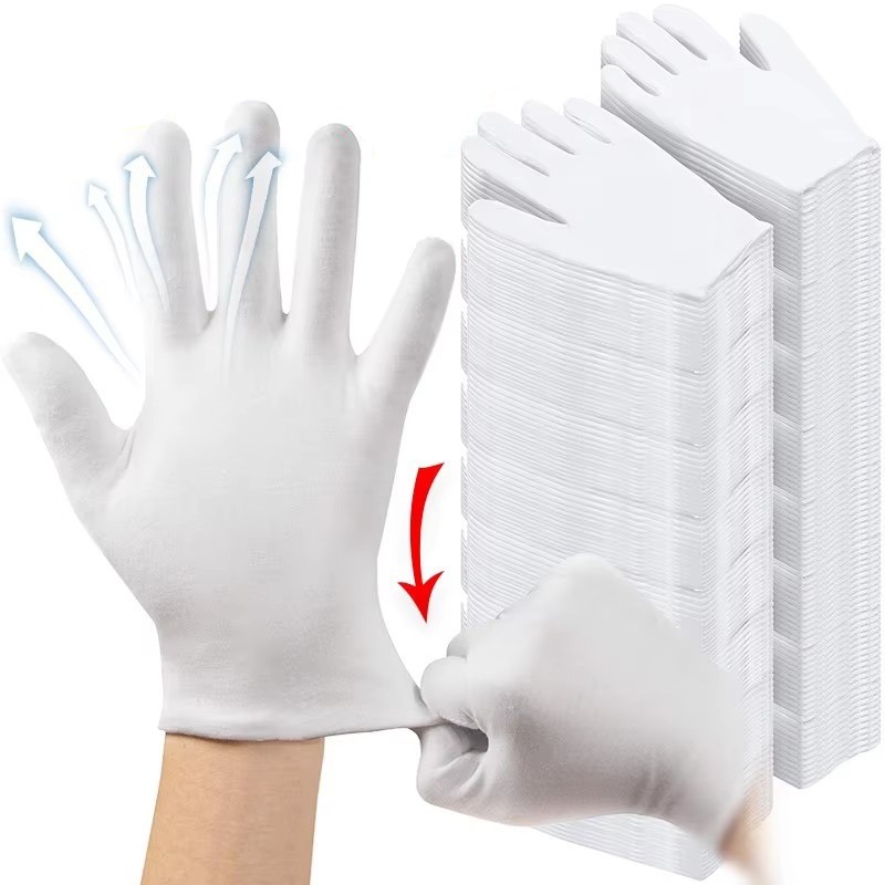 White Soft Cotton Work Gloves/High Elasticity Protective Glove/Jewelry ...
