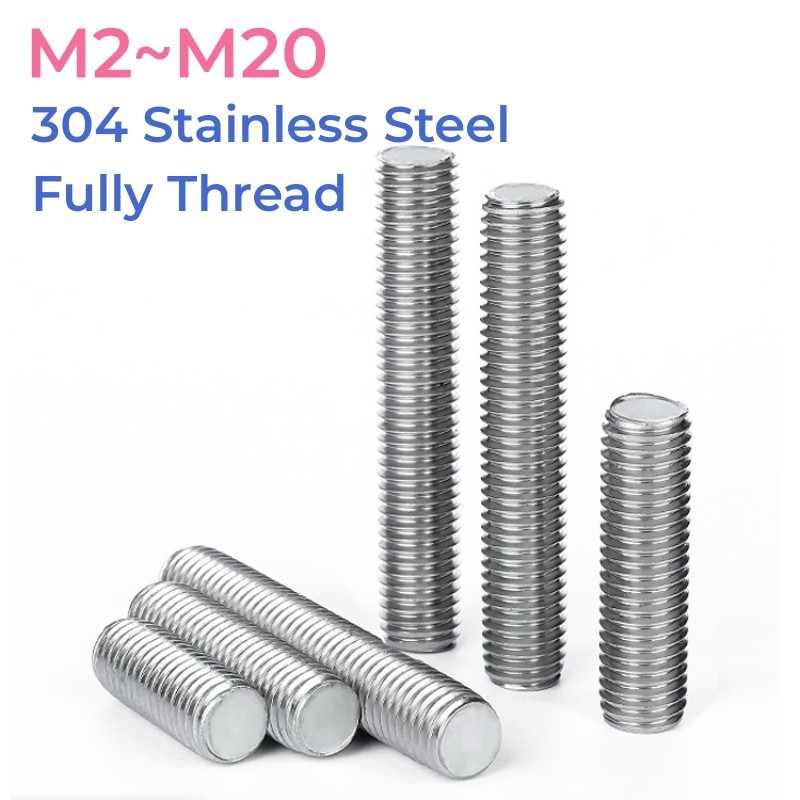304 Stainless Steel Fully Threaded Rods M2 M2.5 M3 M4 M5 M6 M8 M10 M12 ...