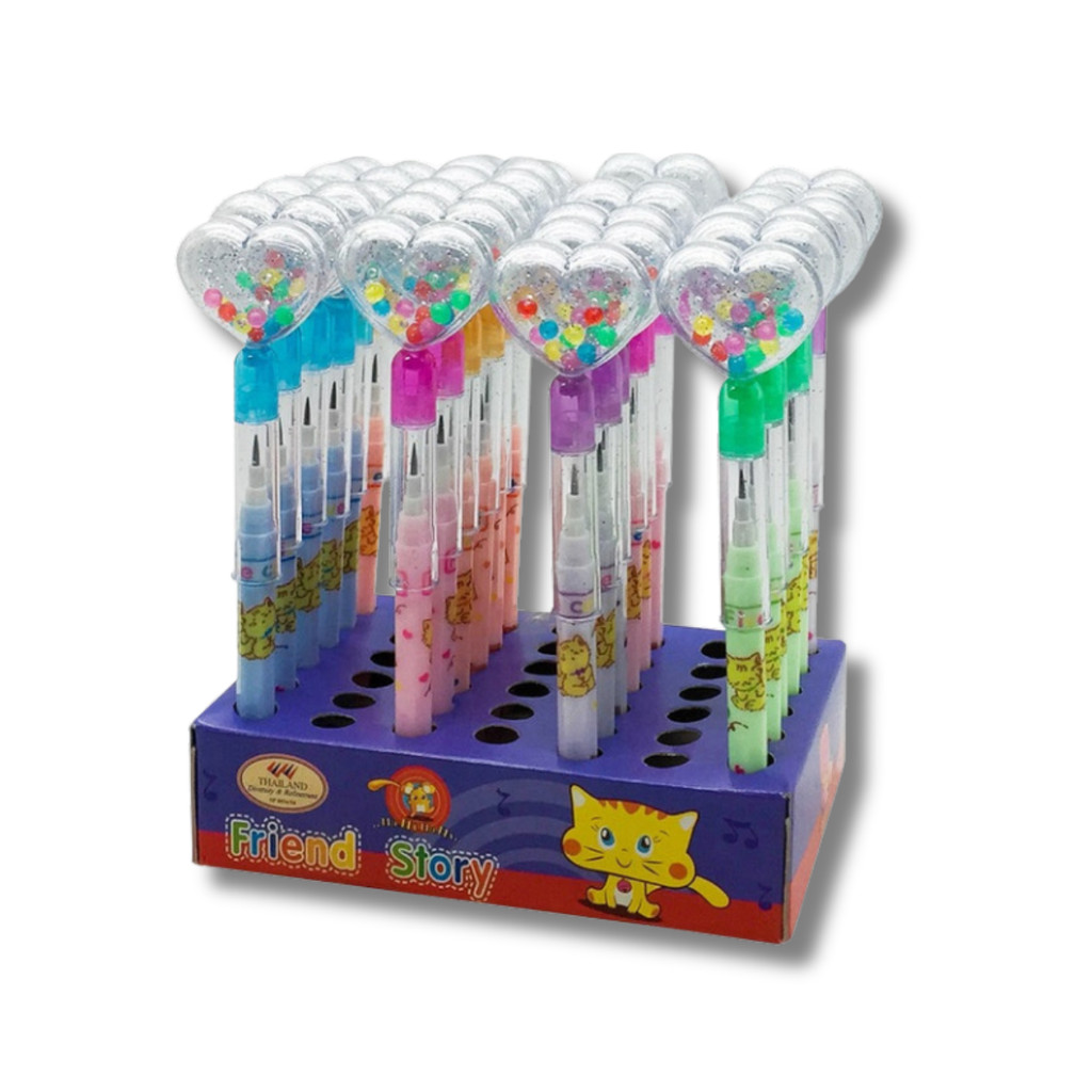 Bensia Stacking Pencil 06LM1-2 Hearts Gliter Transparent Small Ball ...