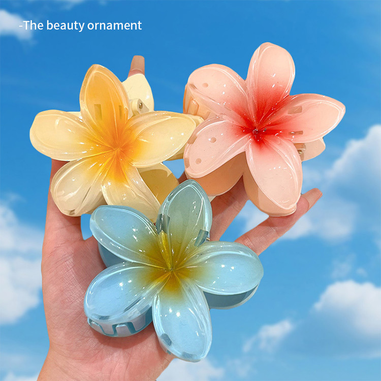 Plumeria Flower Hair Clamp for Woman Korean Beautiful Hair Claw Clip ...