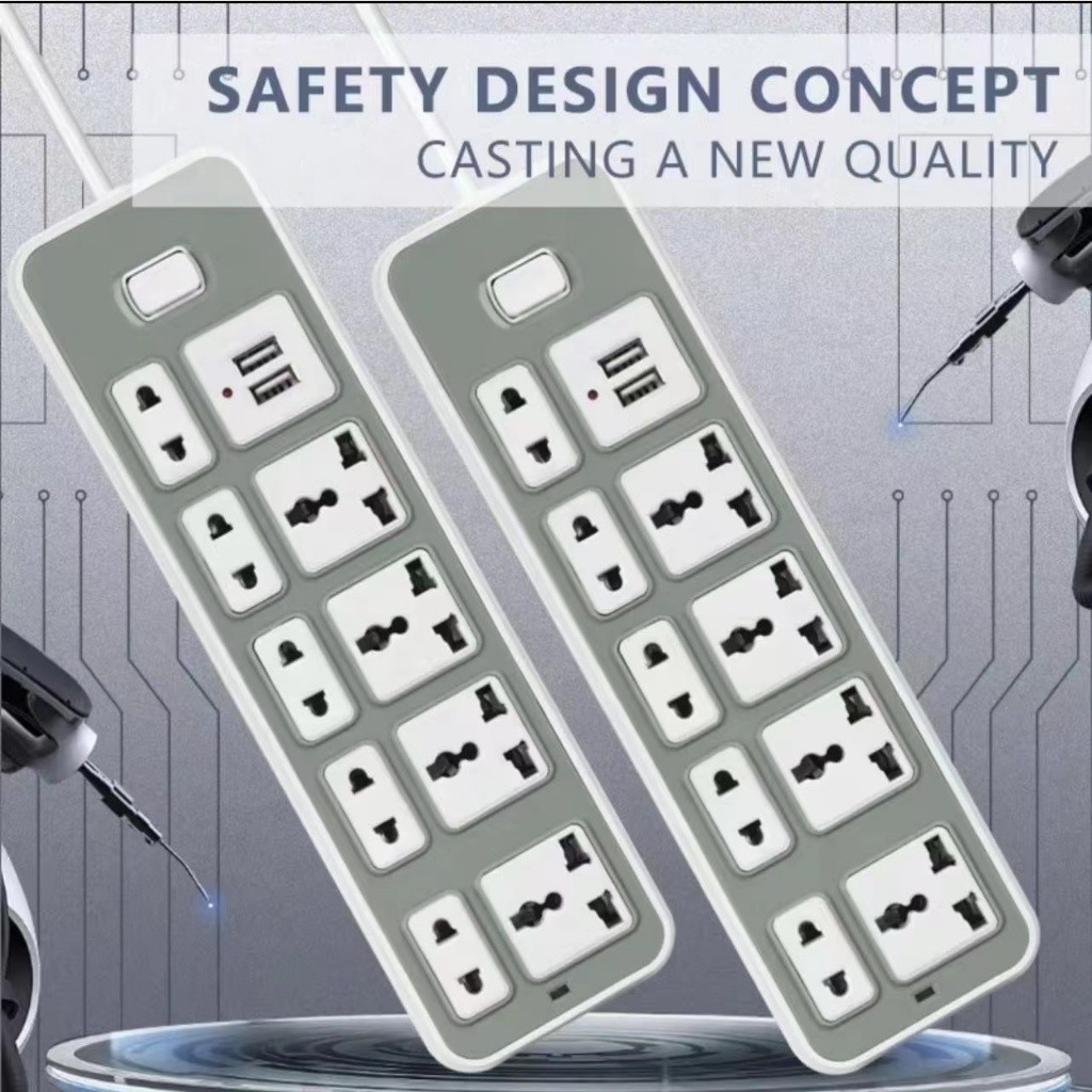 Multi Function Socket Extension Outlet With 9 Power Socket 2 Usb Ports 1 8 Meters Power Supply