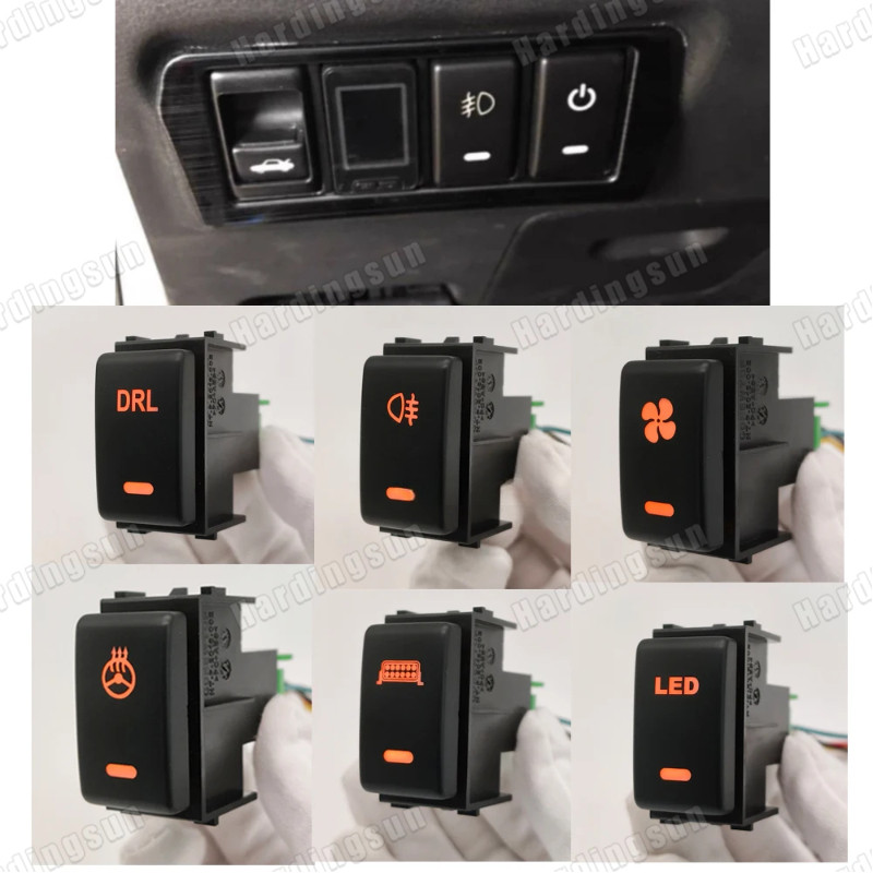 Car LED Light Front Fog Light Switch Rear Fog Lamp Push Button with ...