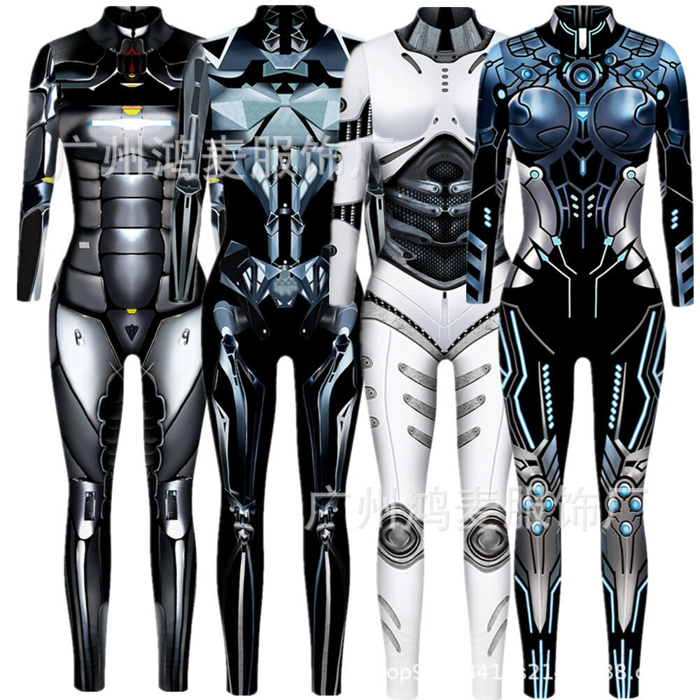 GG+New Halloween 3D Print Armor Matching Robot Cos Costume Tight ...