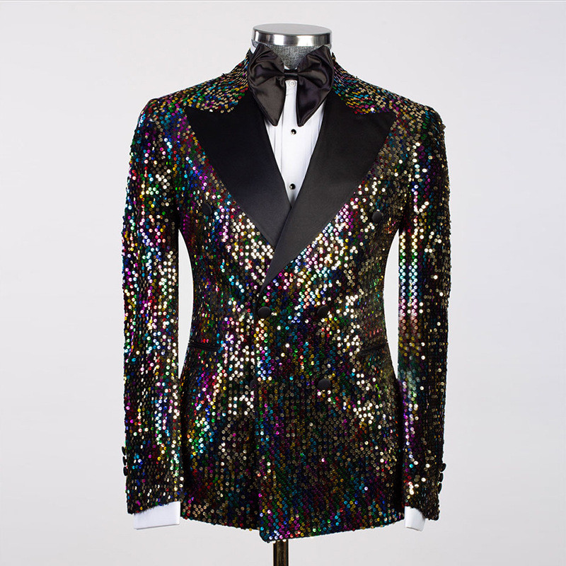 Tuxedo formal wear sequin bar nightclub stage performance outfit suit ...