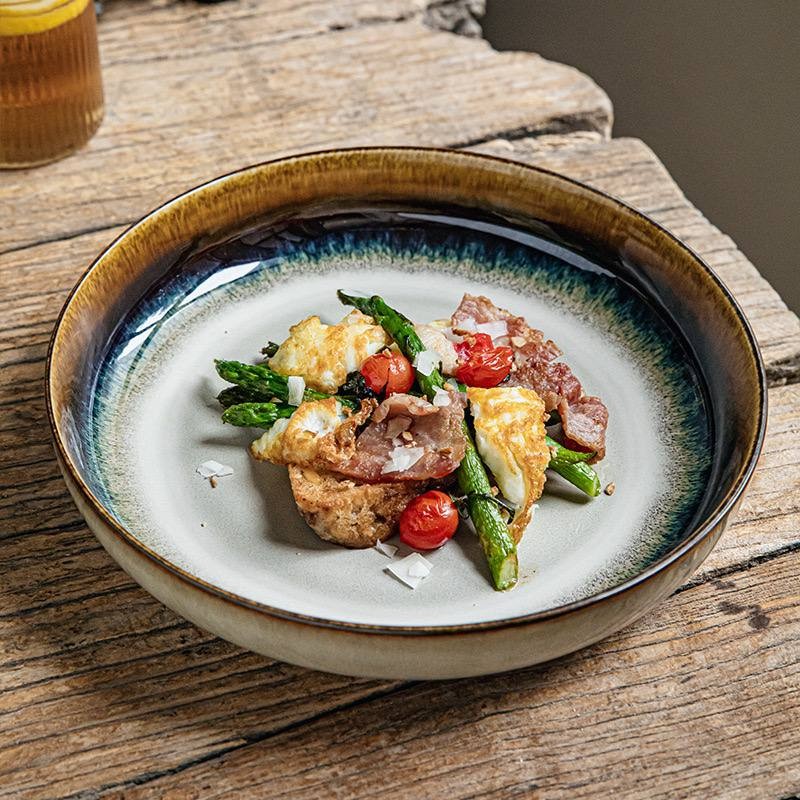 Kitchen Plus 8.5 inch Western Food Plate Home Ceramic Pasta Plate Salad ...