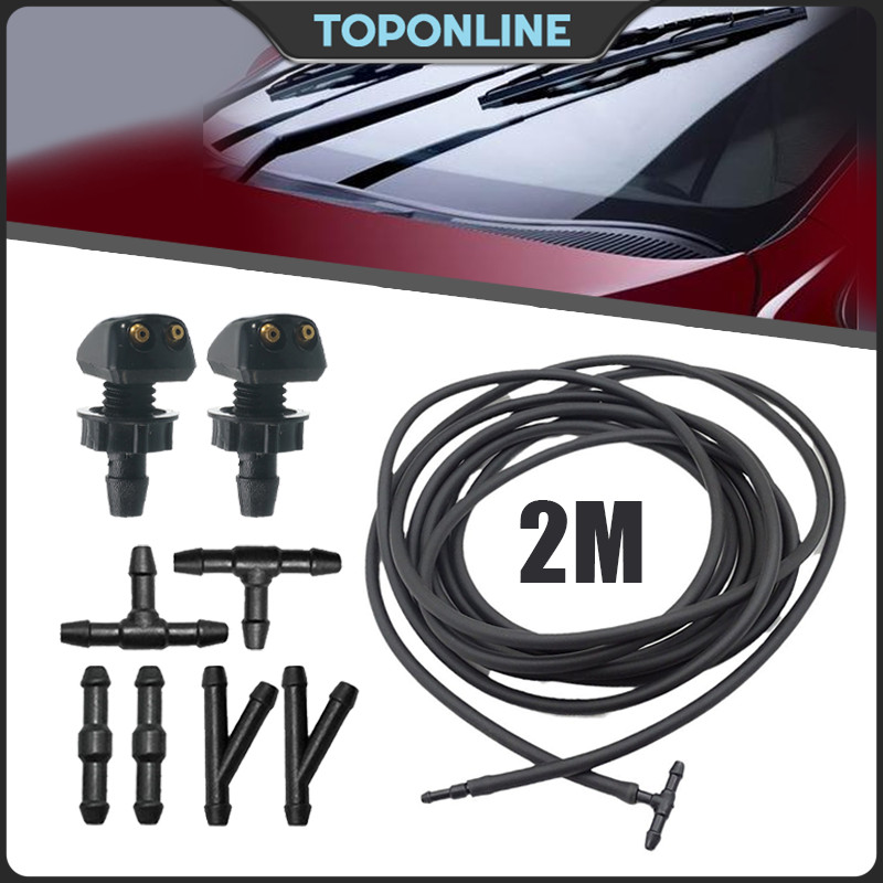 Car Windshield Washer Nozzle Kit Dual Hole Wiper Spray with 2M ...