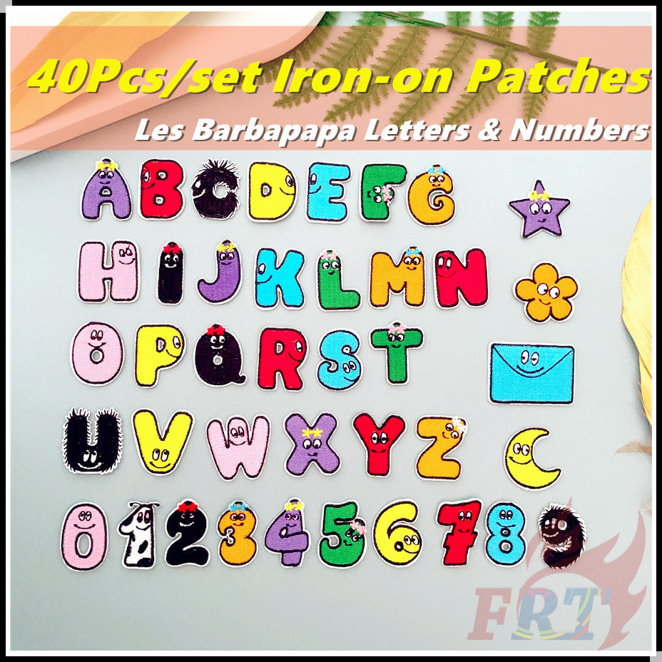 ️40Pcs/set Mini Les Barbapapa Letters / Numbers Iron-on Patch ️Diy Sew ...