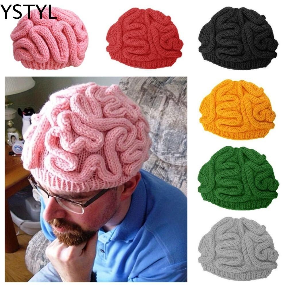 YSTYL Knitted Brain Hat, Creative Playful Brain Pullover Cap, Windproof ...