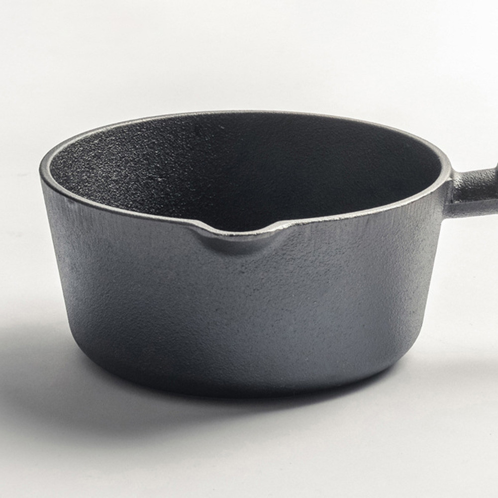 Cast Iron Milk Pan with Pour Spout Non-Stick Hot Oil Pan Butter Melting ...