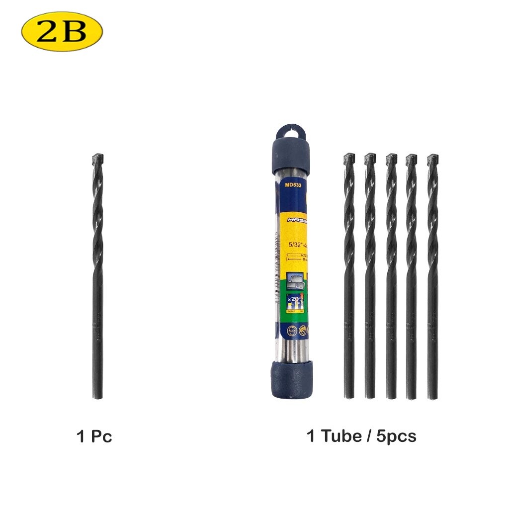 2B 5/32" Heavy Duty Masonry Bit Tip And Round Shank Metal Drill Bits ...