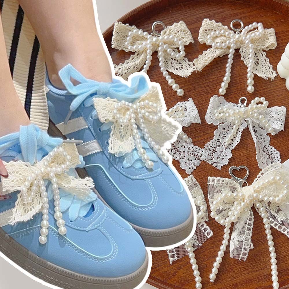 2Pcs Y2K Lace Bowknot Shoe Buckle - Bowknot Shoelaces Clip - DIY ...
