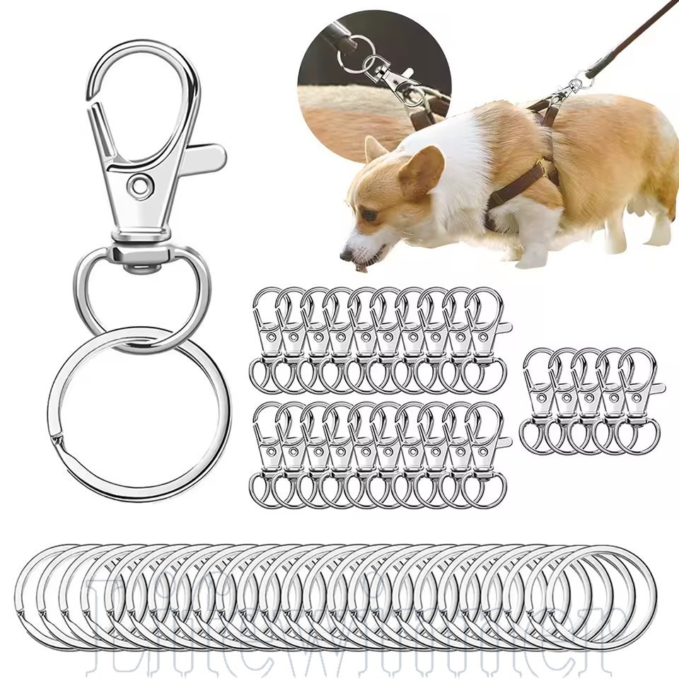 Premium Metal Lobster Clasp Key Rings (3.2x1cm) | 50 Bulk Sets for ...