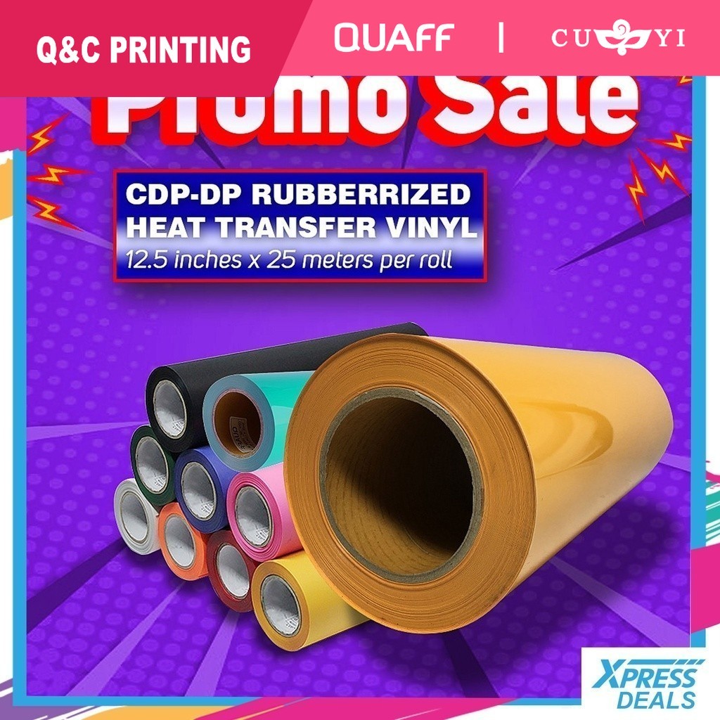 ( Promo ) QUAFF CDP Rubberized Heat Transfer Vinyl HTV (25 meters x 12. ...