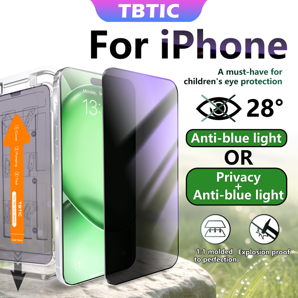 Purple Privacy Screen Protector For iPhone17 16 15 14 13 12 11 Pro plus ...