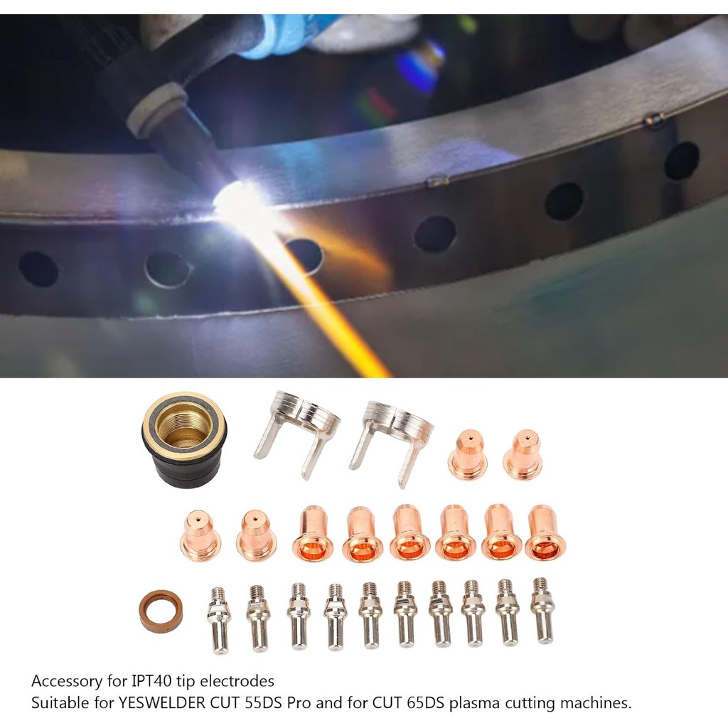 24pcs Plasma Cutting Torch Sets Tip Electrode of IPT40 for YESWELDER CUT 55DS Pro CUT 65DS ...