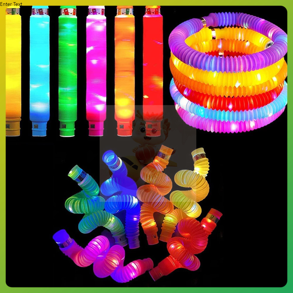 6PCS/LED Pipe Hose Light up Pop Sensory Fidget Toy For Kids Colorful ...