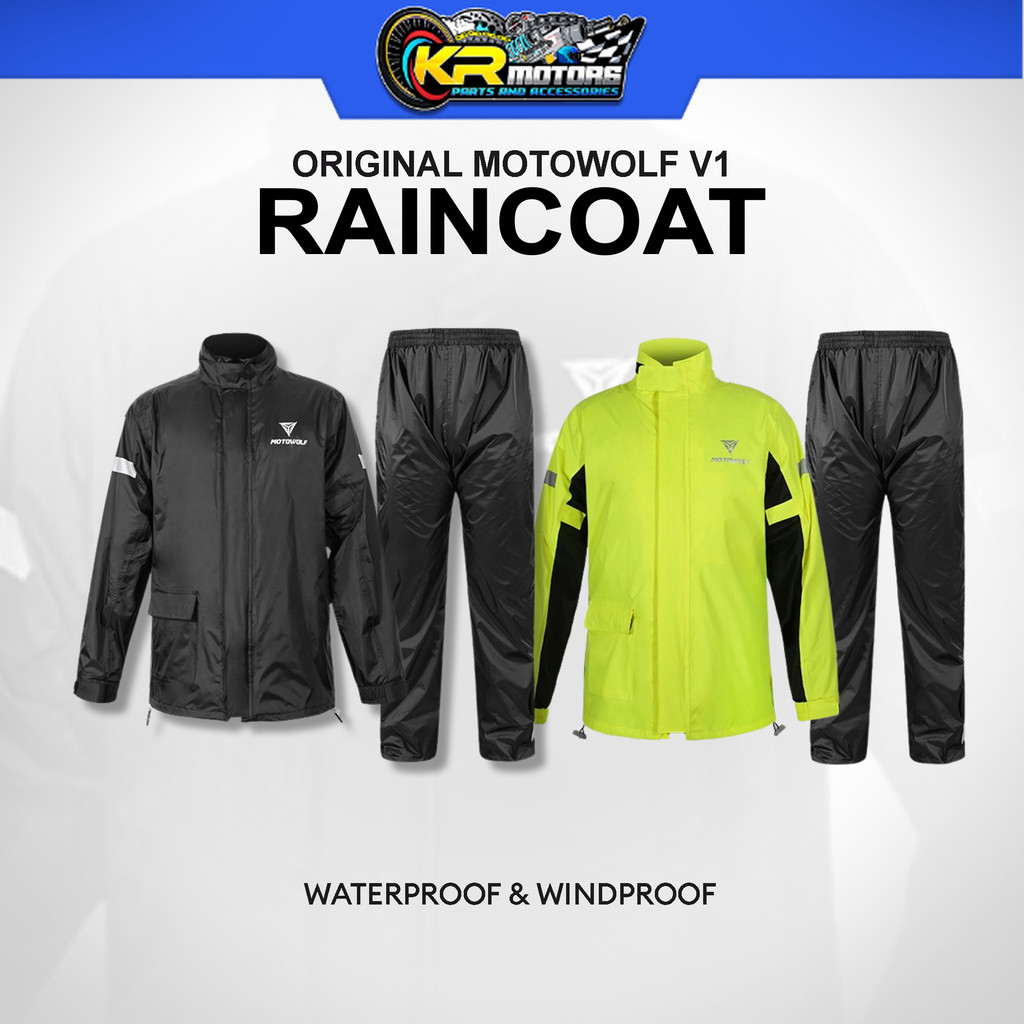 Motowolf Rain Coat V1 Raincoat Unisex - Waterproof Windproof w/ Carry ...