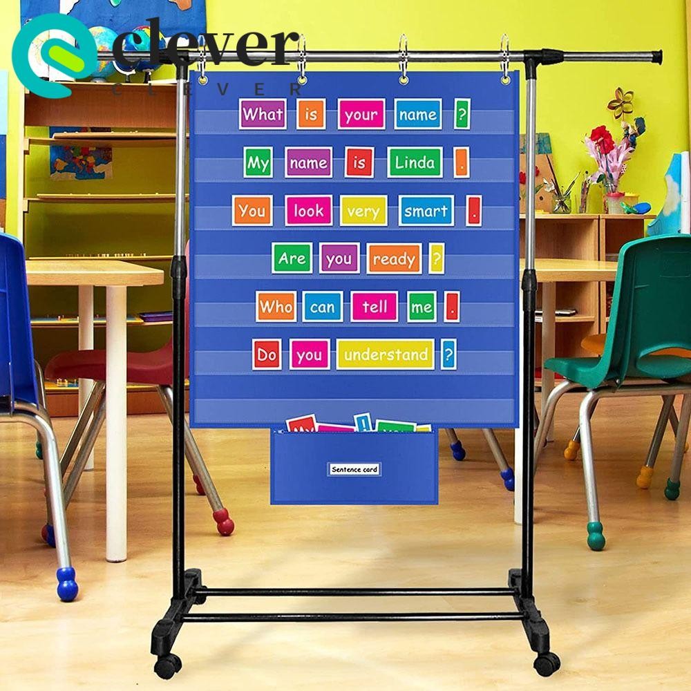 CLEVER Classroom Pocket Chart, Durable Large Standards Pocket Chart ...