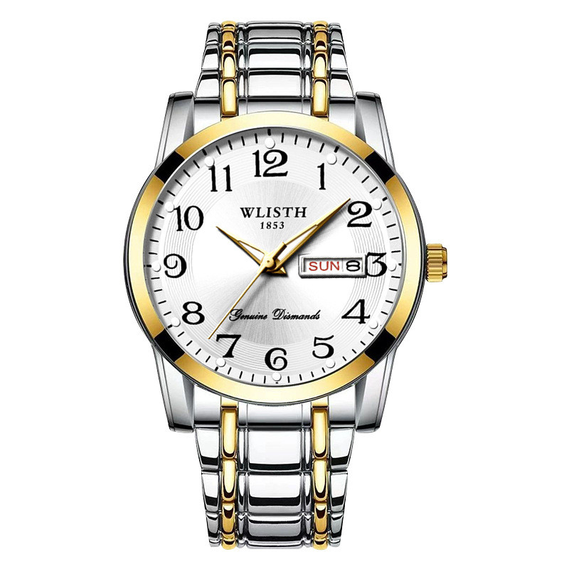 WLISTH Men's Watch Dual Calendar Luminous Men's Watch Large Number ...
