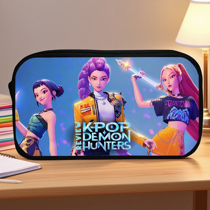 K-Pop KPop Demon Hunters Pen Bag Cartoon Huntrix Series Pencil Case ...