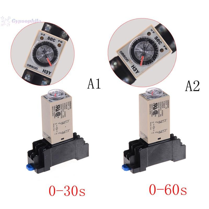 220V H3Y-2 Power On Time Relay Delay Timer 0-30s/60s DPDT & Base Socket ...