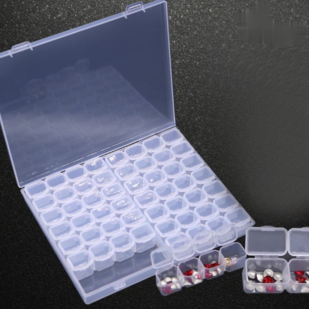 56 grid transparent storage box jewelry nail tool box with lid display ...