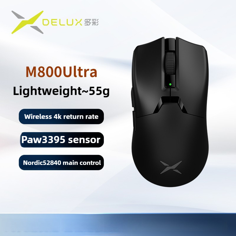 Delux M800 Ultra Wireless Tri-mode Mouse PAW3395 Nordic MCU 26000DPI ...