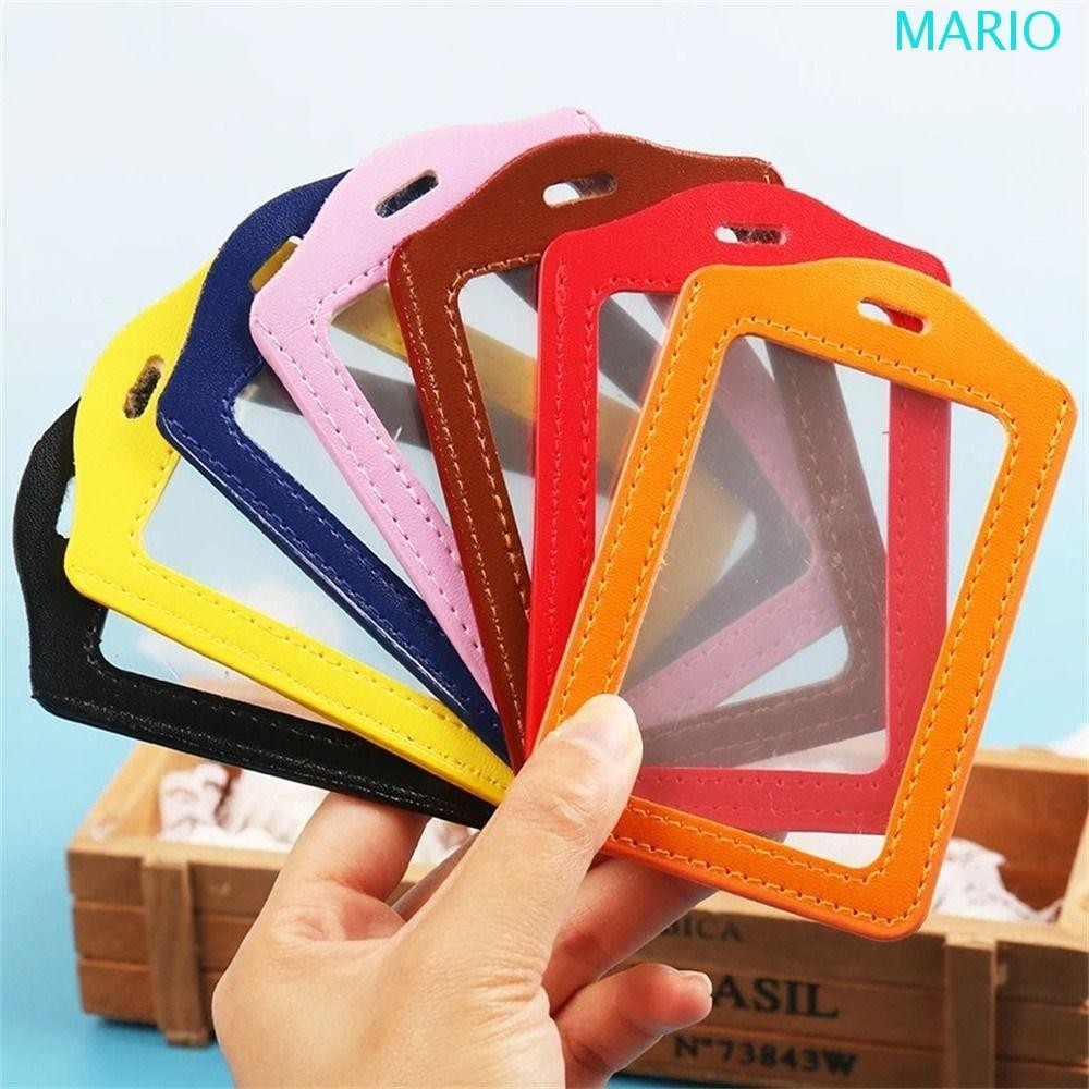 MARIO ID Badge Case, PU Leather Double-Sided Business Card Holder, Desk ...