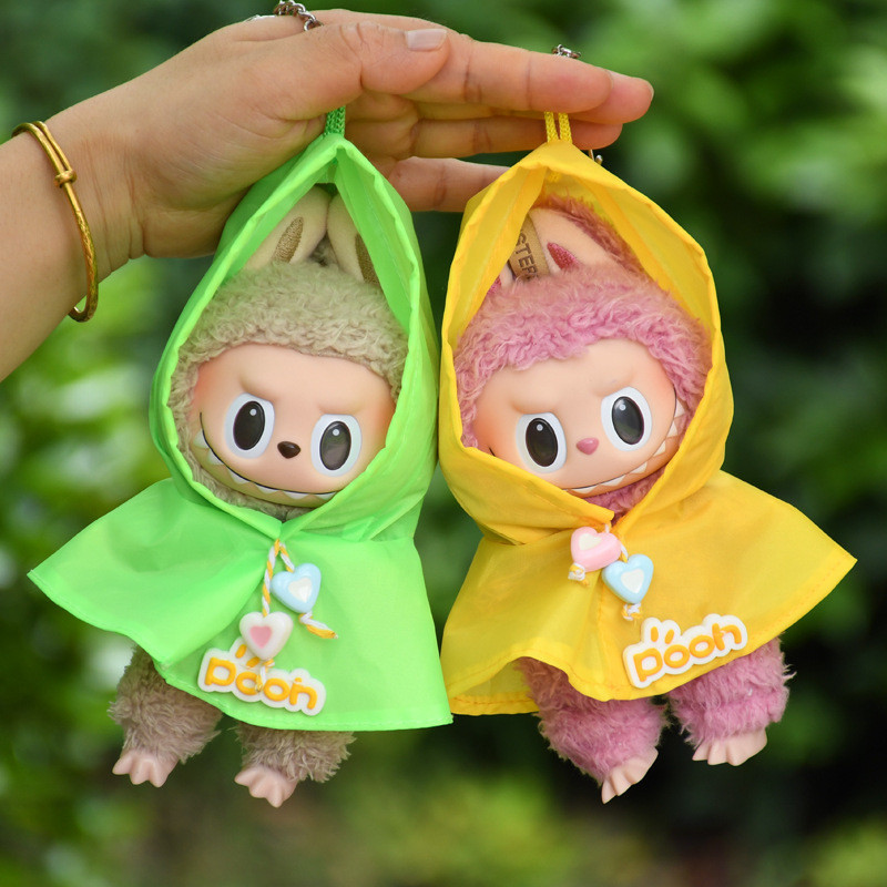 【Clothes Only】17cm labubu Clothes, labubu Raincoat, labubu Cute Poncho ...