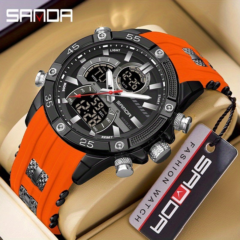 Sanda New Men's Electronic Watch Multi functional Night Light ...
