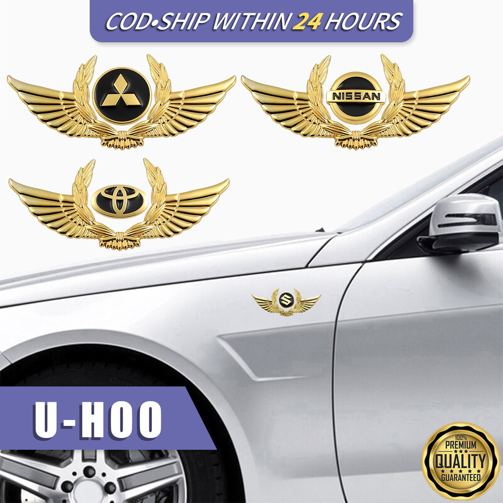 Car Logo Sticker 3d Metal Angel Wing Design Sticker For Toyota Honda ...