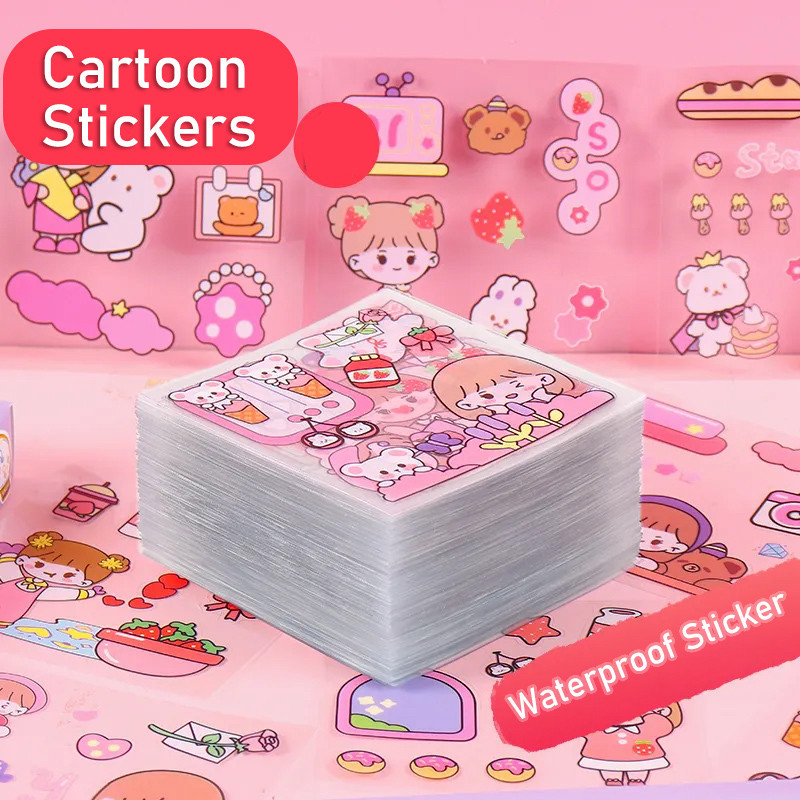 Cute Cartoon Transparent Waterproof Sticker - DIY Scrapbooking Notebook ...