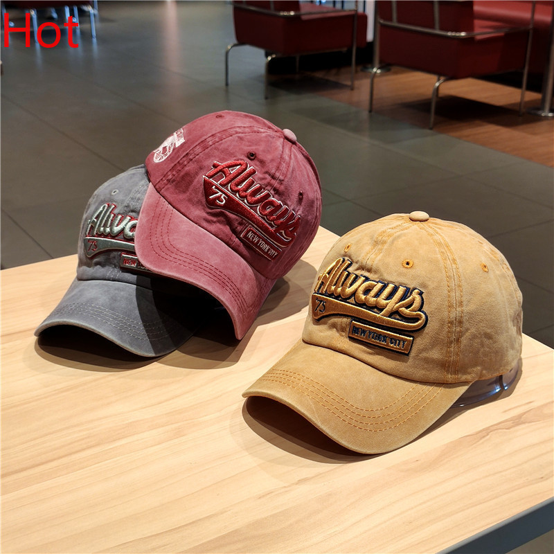 Retro Embroidery Letter Baseball Cap For Men Women Washed Cotton ...