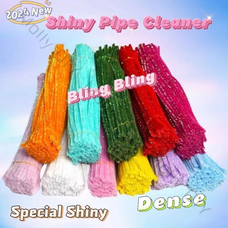 Local stock 100PCS 2024 New Bling Bling Shiny Colorful Pipe cleaner ...