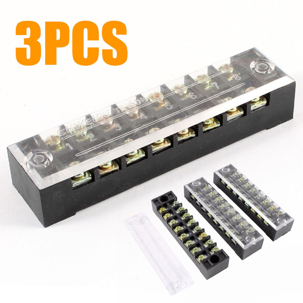 3pcs New 600V 8 Positions Dual Rows Covered Barrier Screw Terminal ...