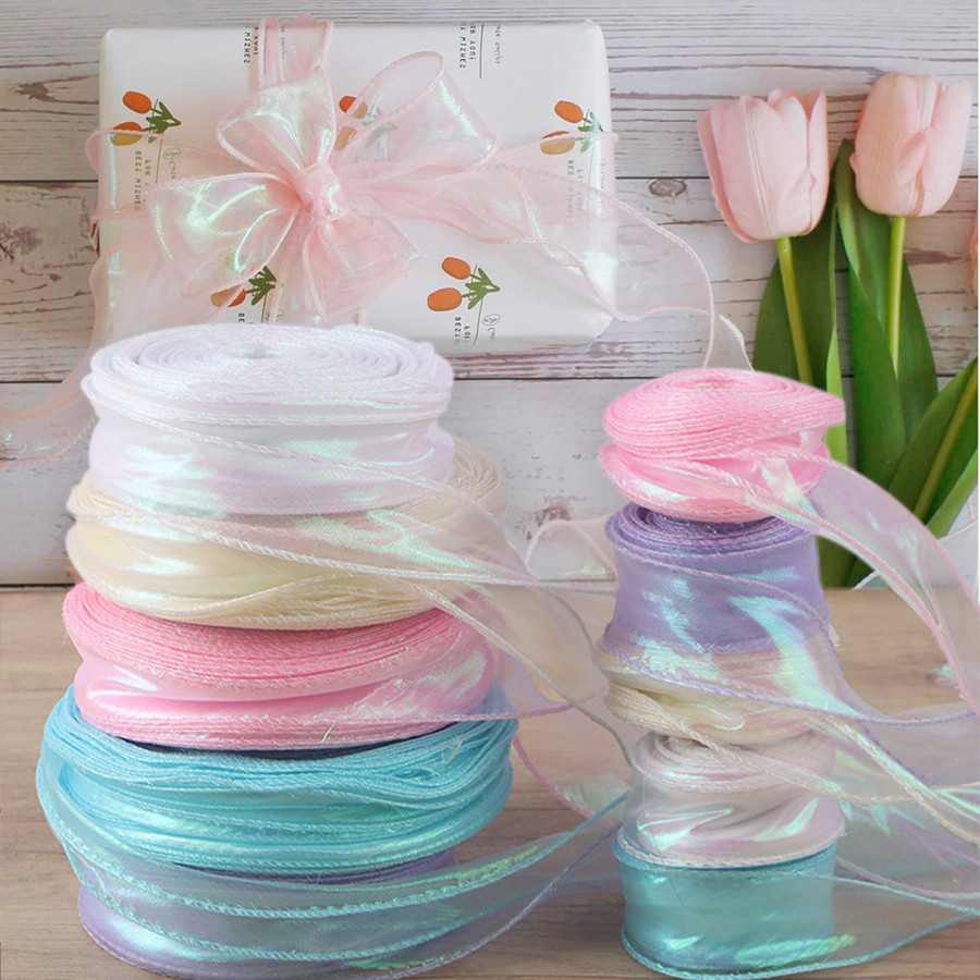 50 Yards Iridescent Fishtail Yarn Ribbons Flowers Bouquet Packaging ...