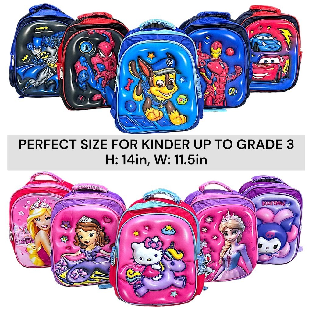 Cartoon Character School Bag BACKPACK Kids Kinder to Grade 3 Student ...