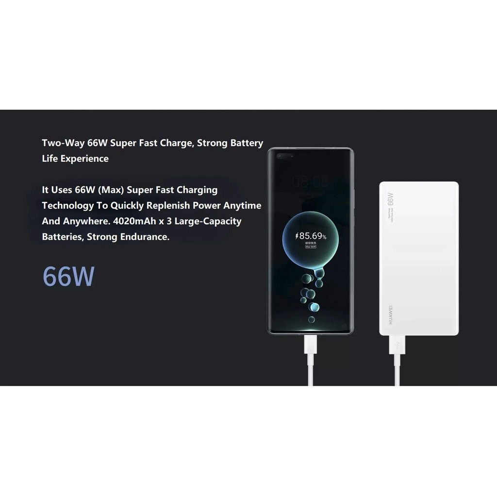 Original HUAWEI 66W PowerBank Huawei 12000 66W SuperCharge Power Bank Portable Two-way Fast ...